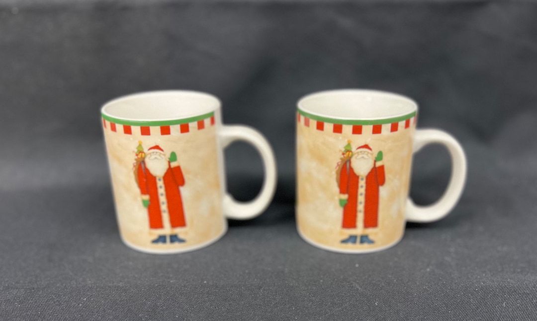 Zake Designs FOLK ART SANTAS Pair Mugs 3 5/8 - Etsy
