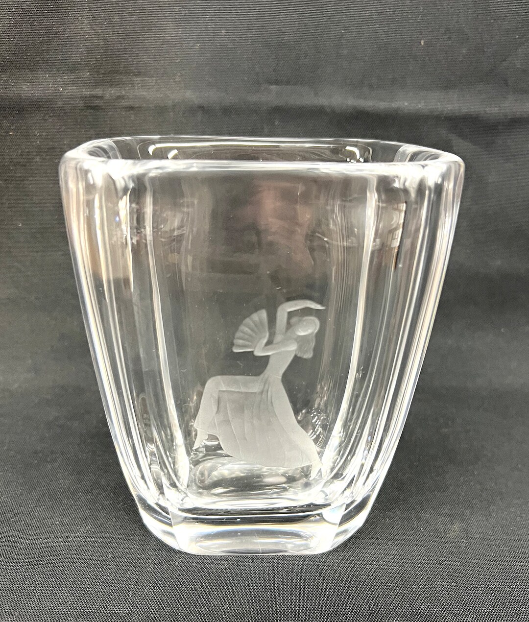 Orrefors Crystal Vase W/ Lady Dancing Design 5 3/4" X 4 1/2" - Etsy