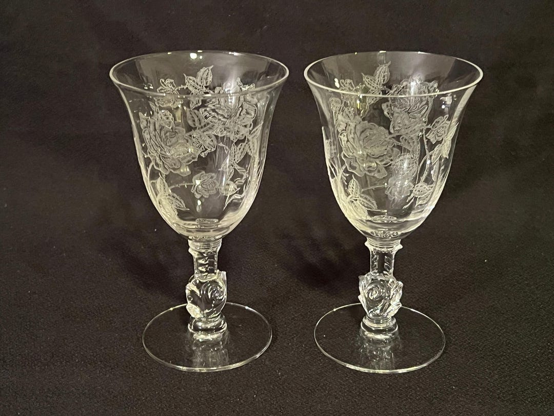 Heisey HEISEY ROSE Pair Water Goblets 6 1/2 - Etsy
