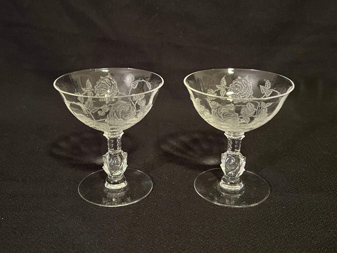 Heisey HEISEY ROSE Pair High Sherbets 4 1/2" - Etsy