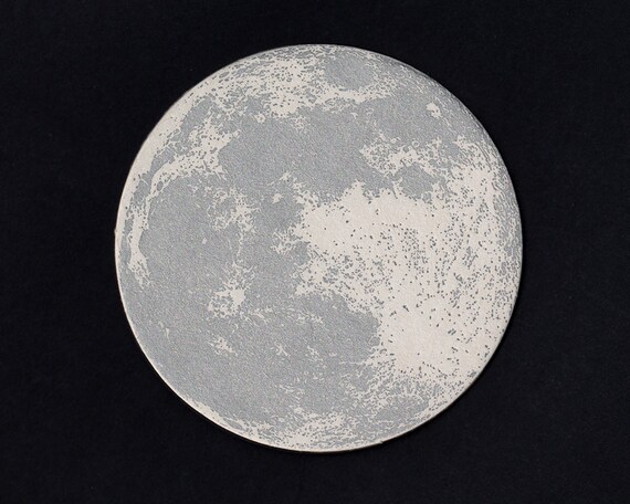 Letterpress Silver Moon Coaster | Etsy