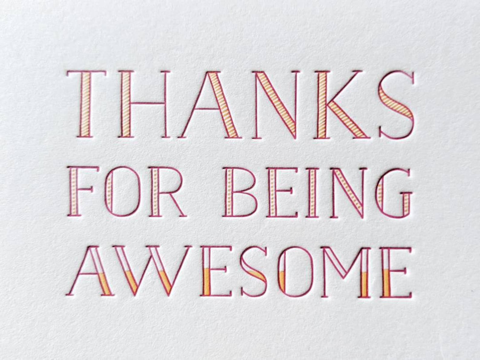 Thanks for Being Awesome Letterpress Thank You Greeting Card - Etsy