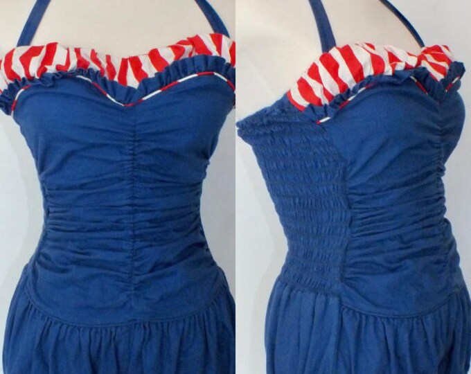 Vintage 1950s Red White and Blue Halter Swimsuit by Gordon Mackay - Etsy
