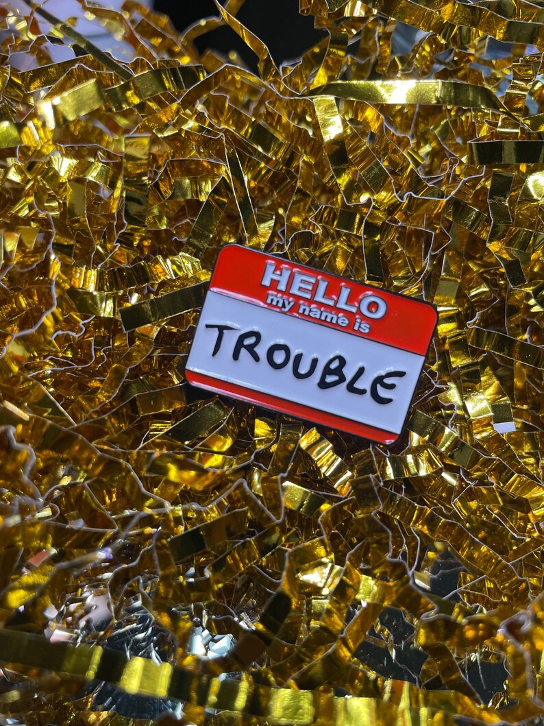 Hello, My Name is Trouble- Enamel Pin – the Perfect Icebreaker - Etsy
