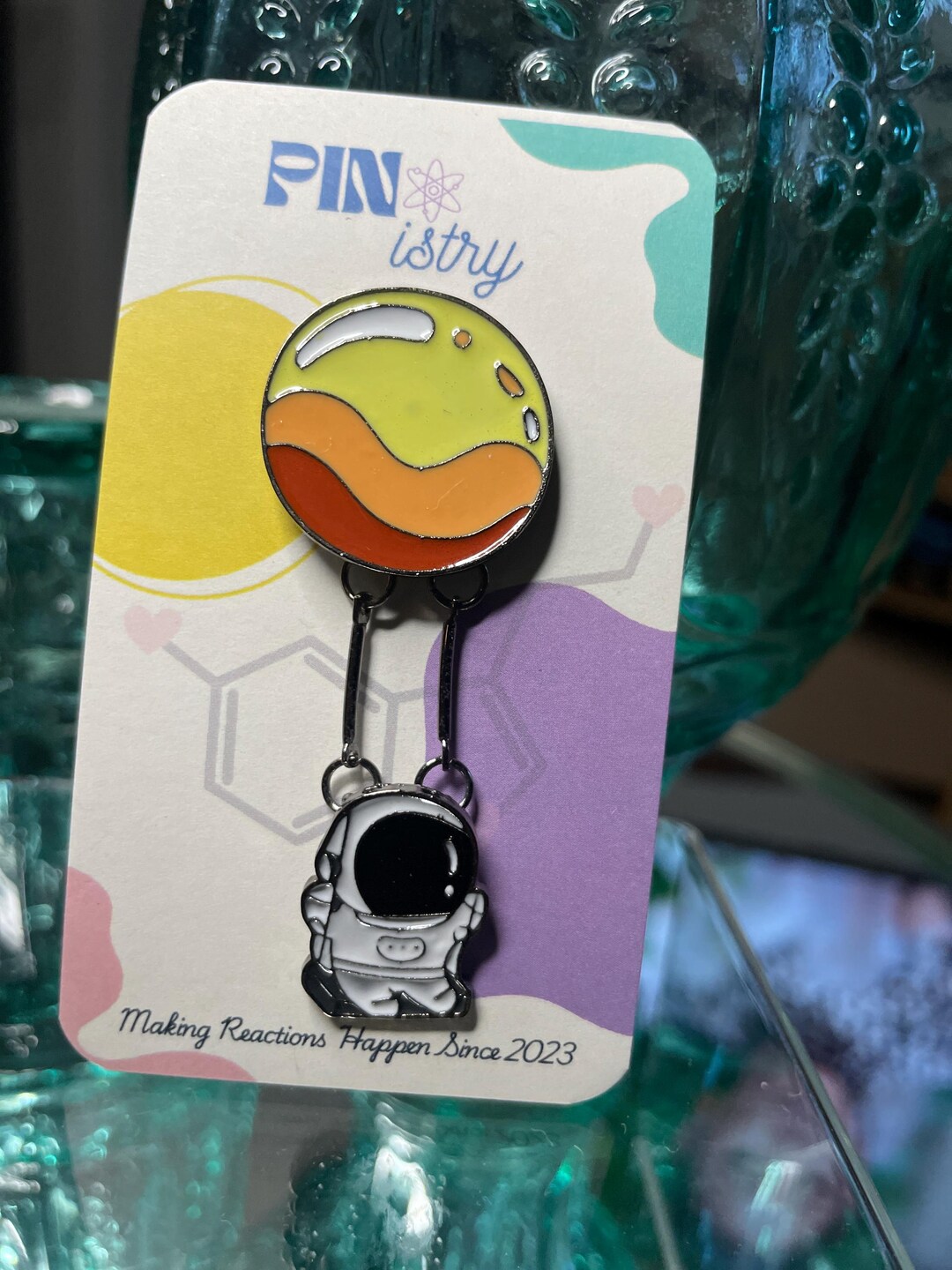 Astronaut and Planet Enamel Pin | Space-themed Dangle Pin | Galaxy ...
