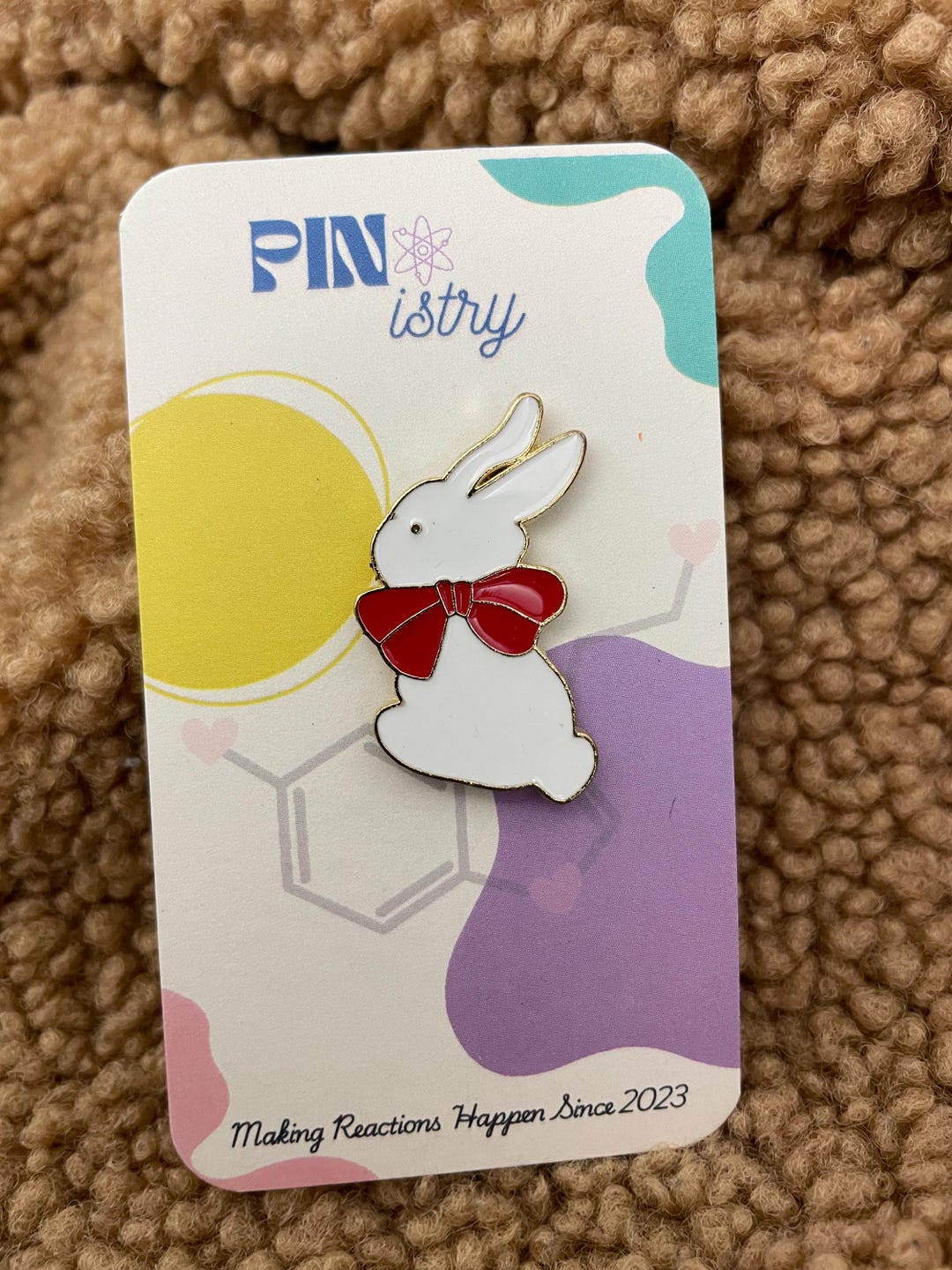 Bunny With a Bow Enamel Pin – Cute Rabbit Pin, Hard Enamel Animal Pin ...