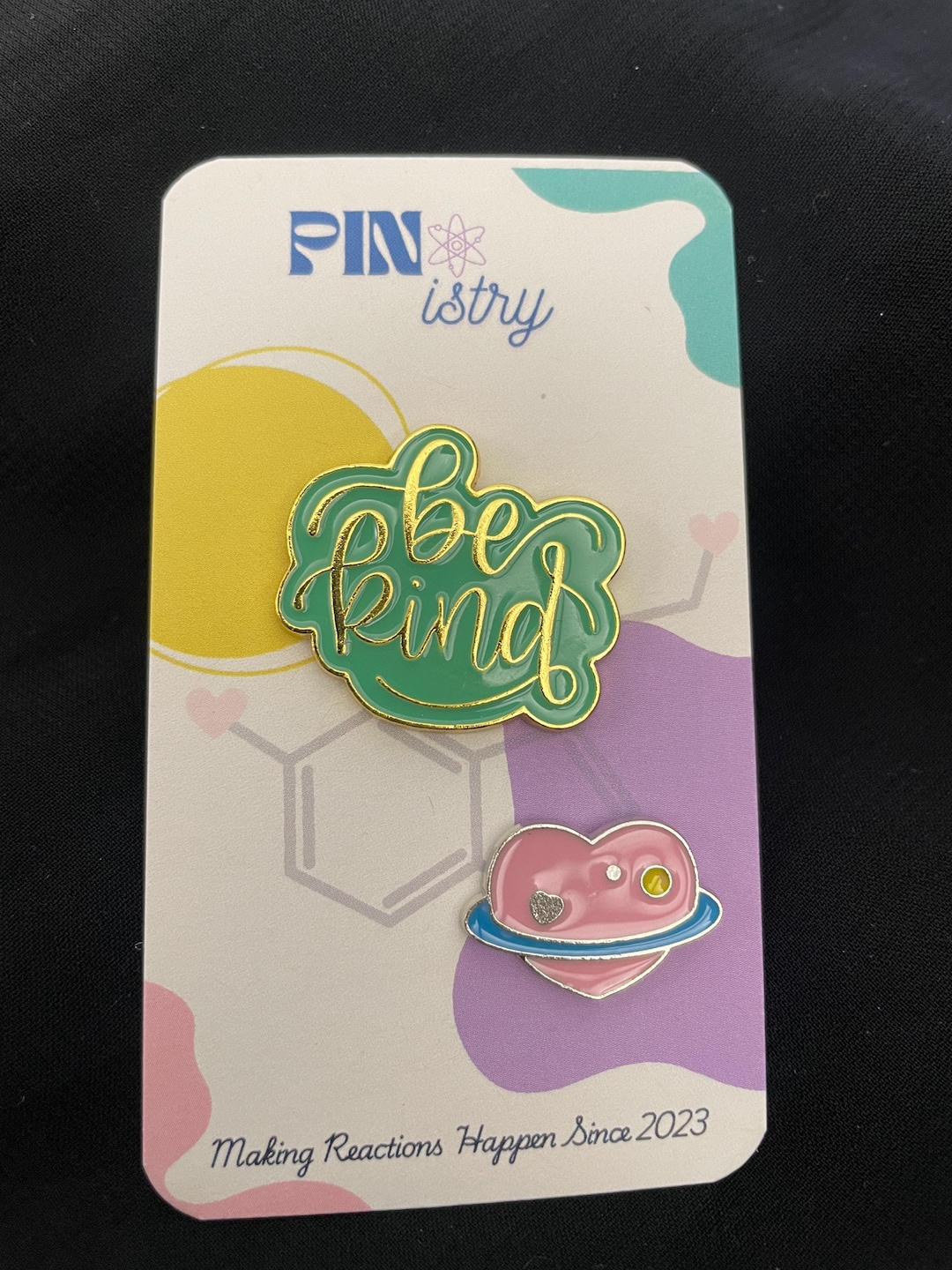 Be Kind & Heart Planet Enamel Pin Set – Cute Motivational Pins, Kawaii ...