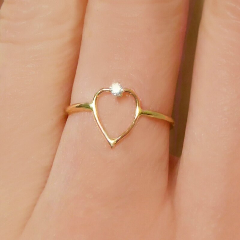 Dainty Heart Ring - Etsy