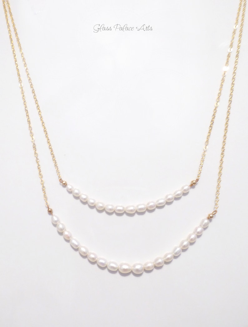 Layered Freshwater Pearl Necklace: Minimalistic Beaded Necklace Bridal ...
