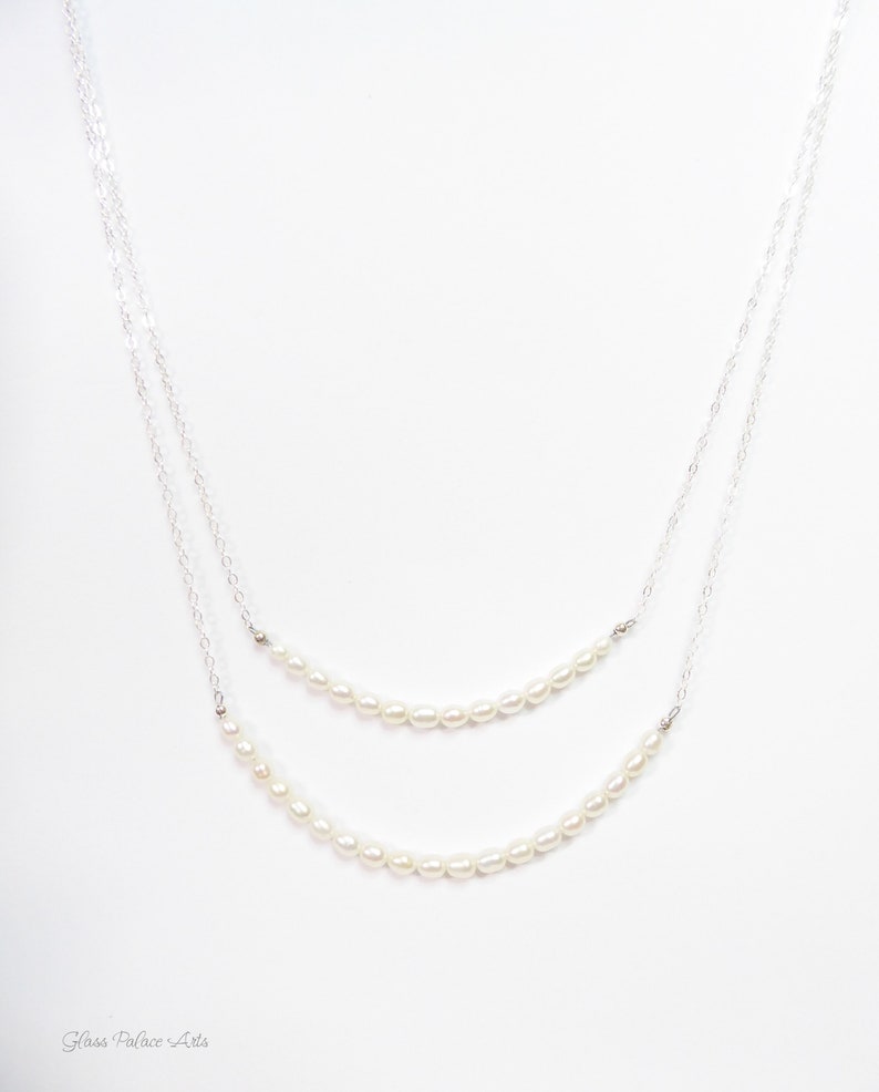 Layered Freshwater Pearl Necklace: Minimalistic Beaded Necklace Bridal ...