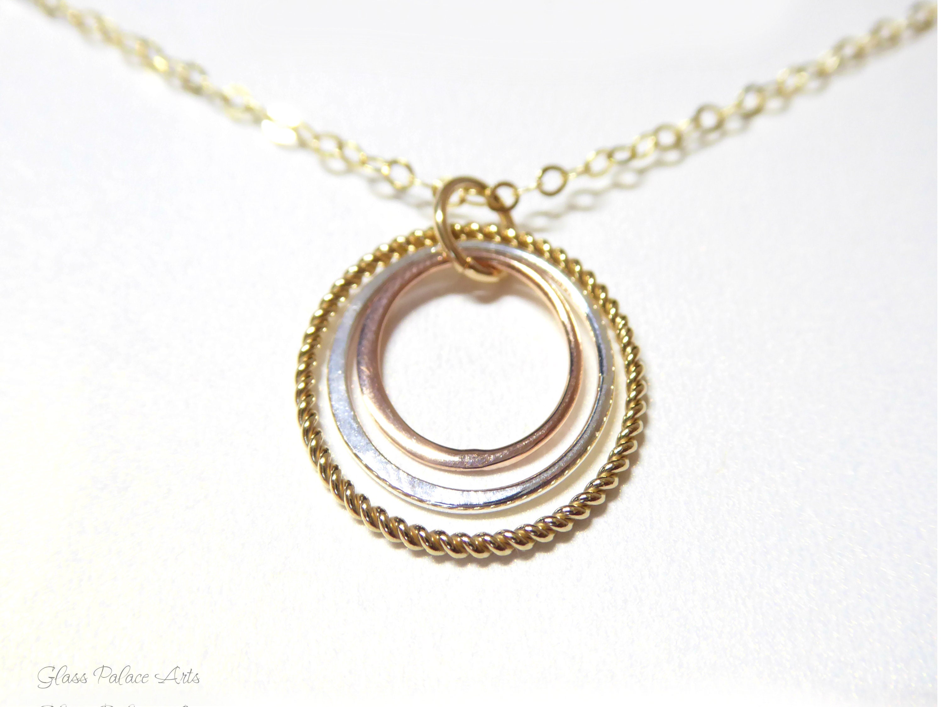 Three Circle Necklace Family of Three Sisters Linked Circle | Etsy