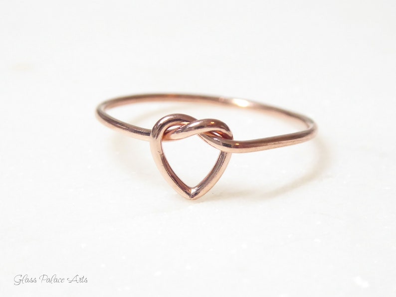 Rose Gold Heart Knot Ring Friendship Heart Ring for Women 14k | Etsy
