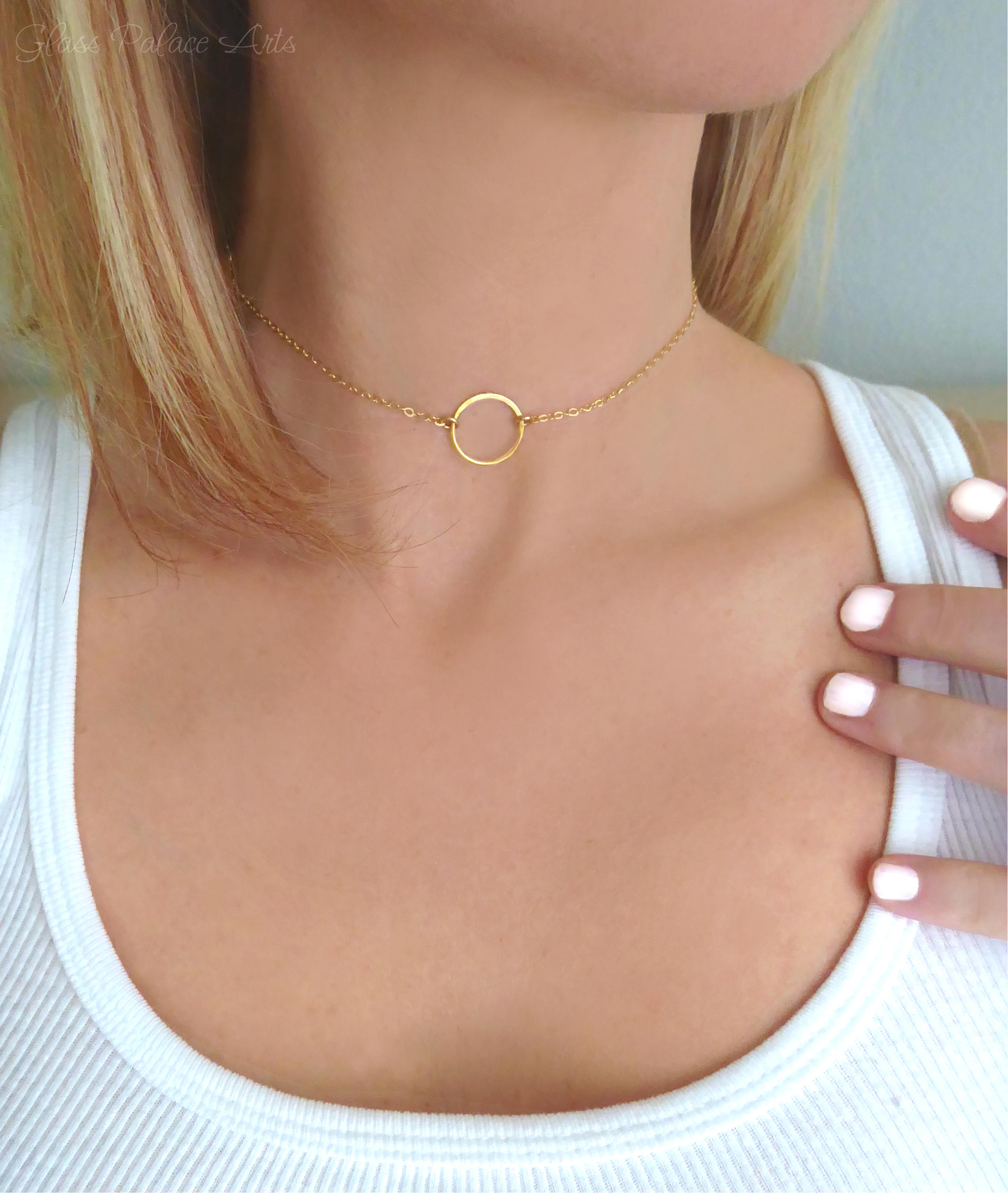 Infinity Choker Dainty Circle Choker Necklace Rose Gold | Etsy