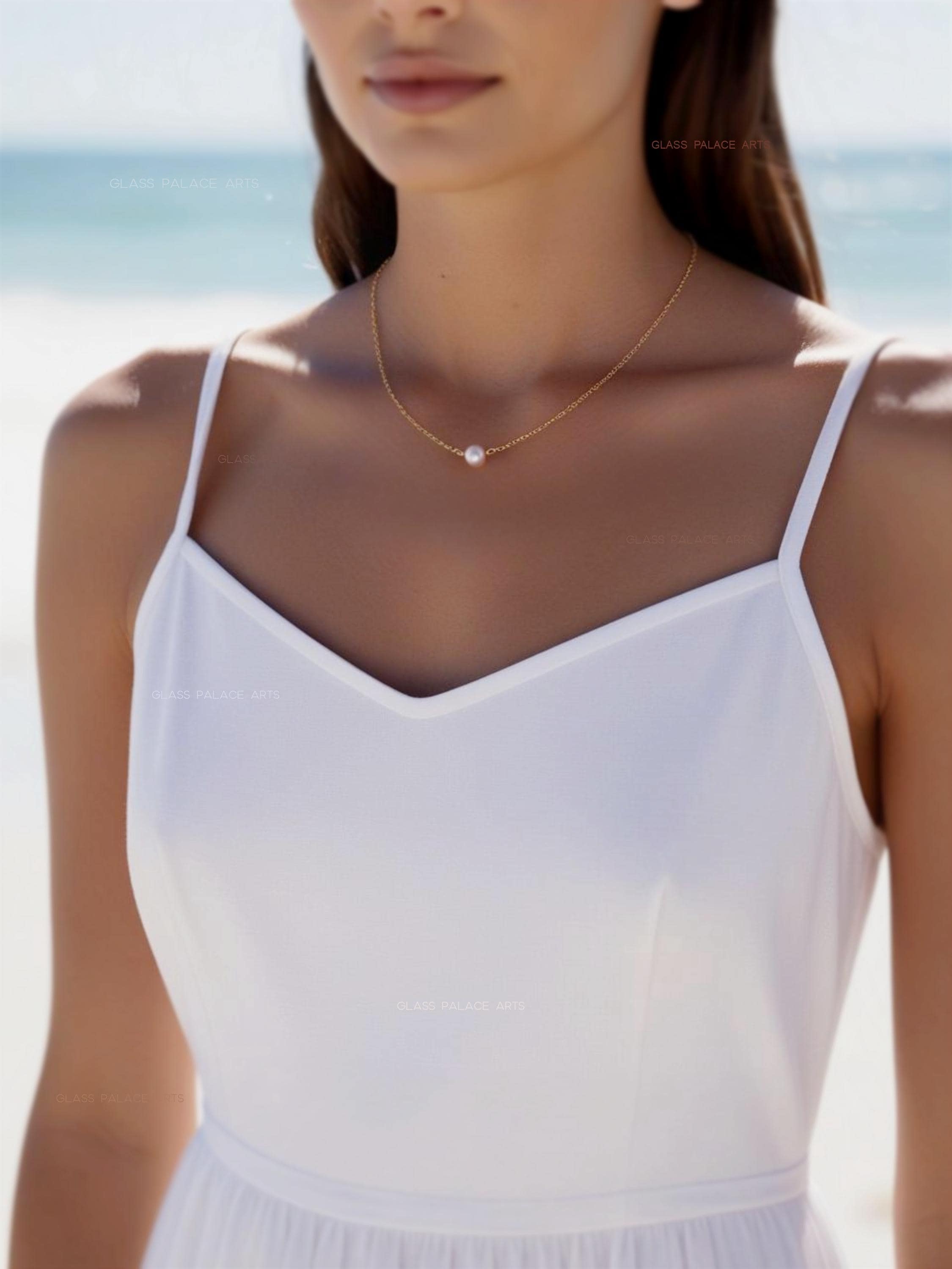 Floating Freshwater Pearl Necklace: Sterling Silver, Gold, Rose Gold - Etsy