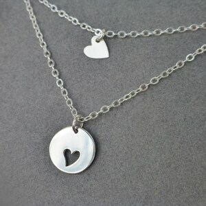 Sister Necklace Set for 2 Sterling Silver Heart Necklace Set - Etsy