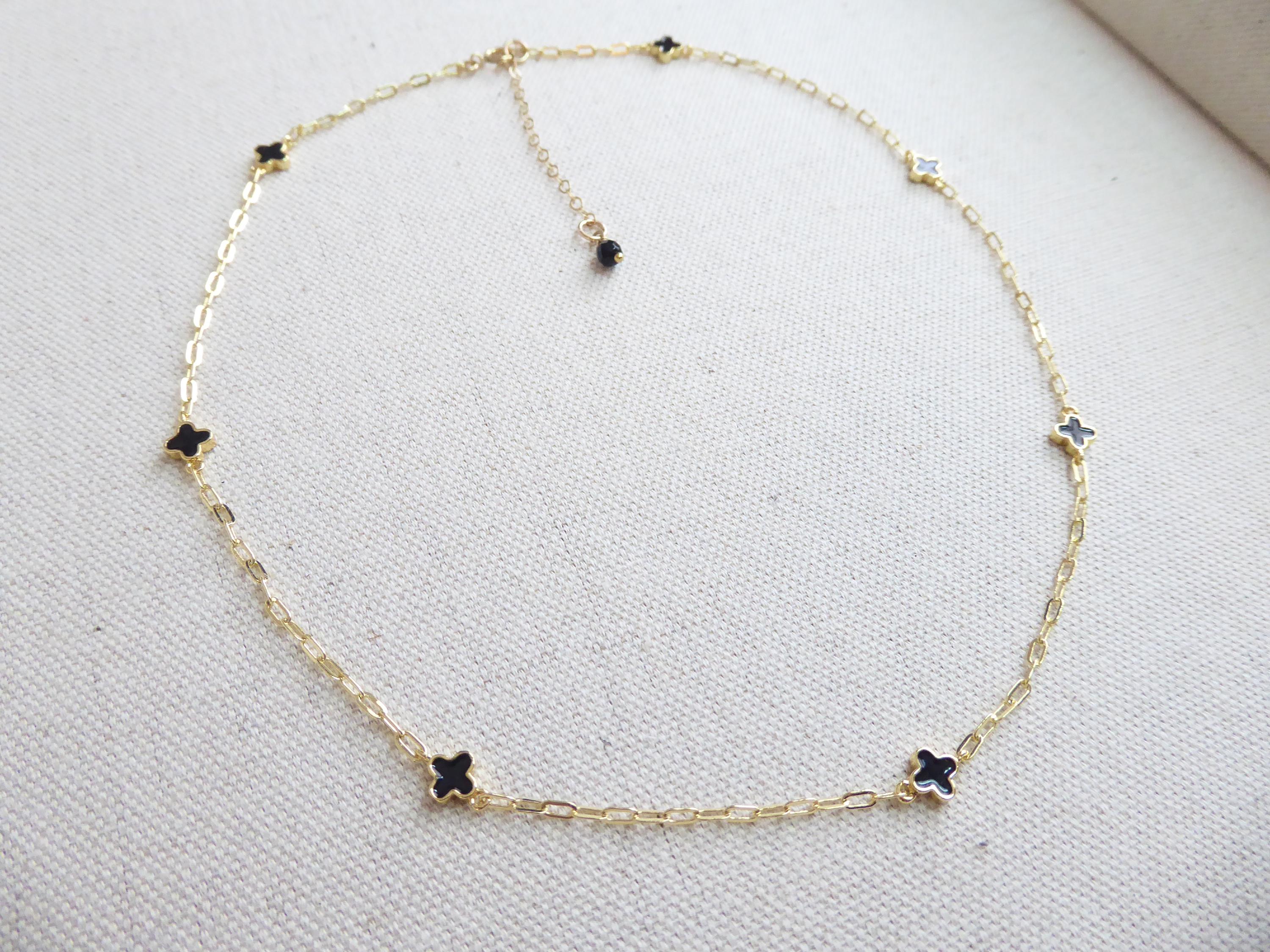 Small Clover Choker Necklace: 14k Gold Fill Dainty Adjustable Layering ...