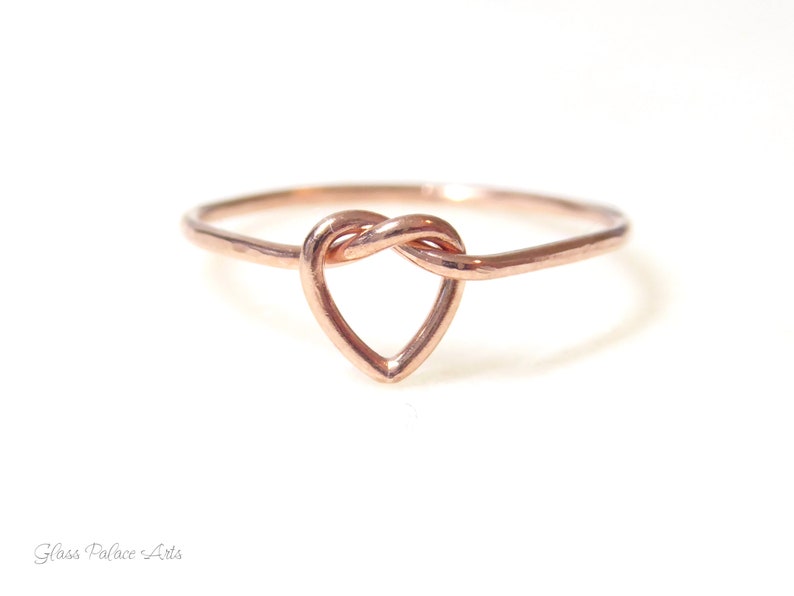 Rose Gold Heart Knot Ring Friendship Heart Ring for Women 14k | Etsy