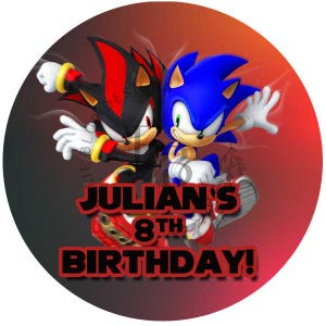 Sonic Birthday Party Stickers, Sonic the Hedgehog Birthday Favor Tags ...