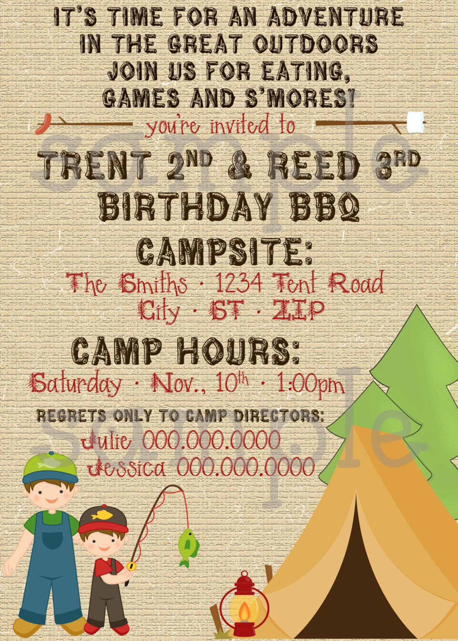 DIY Printable Fishing/camping Birthday Invitation - Etsy