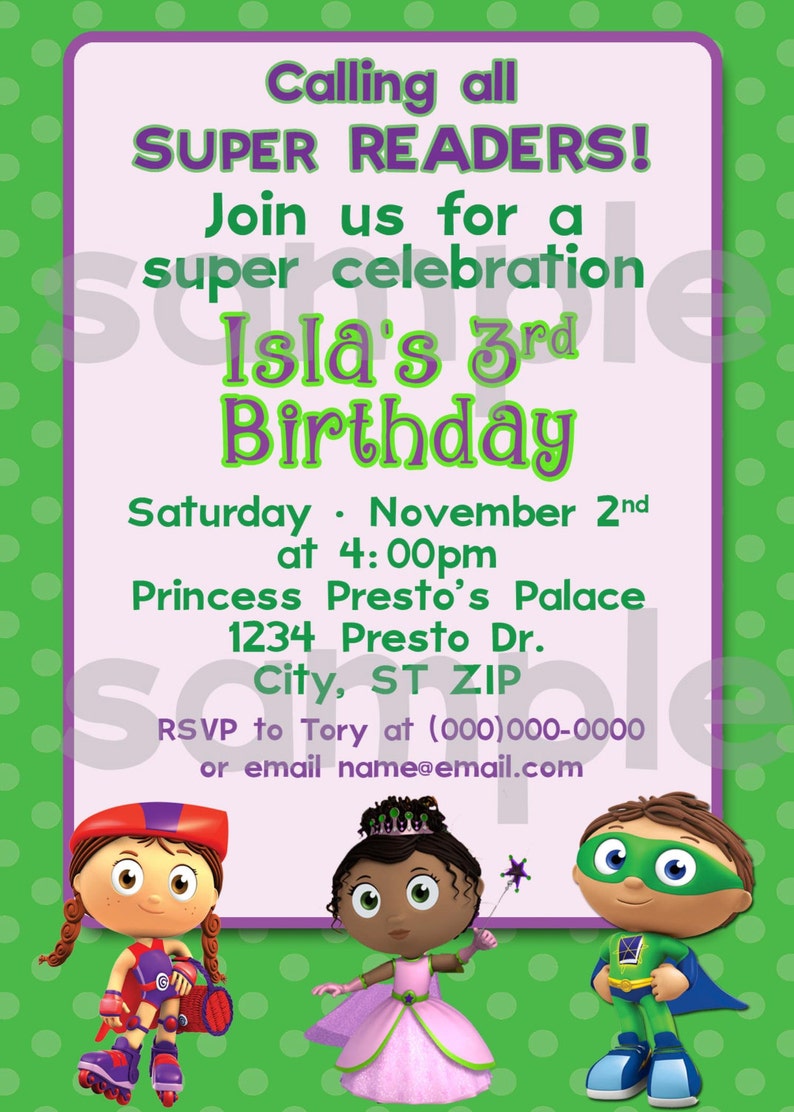 DIY Printable Super Why Birthday Invitation - Etsy