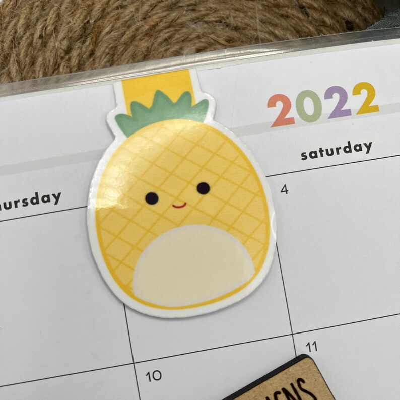 Squishmallow Pineapple Bookmark, Magnetic Bookmark, Planner Reading ...