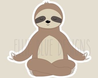 Meditating Sloth Sticker, Nice Day to Meditate, Sloth Yoga, Sloth ...