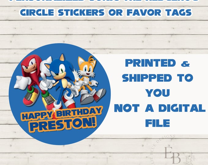 Sonic Birthday Party Stickers, Sonic the Hedgehog Birthday Favor Tags ...