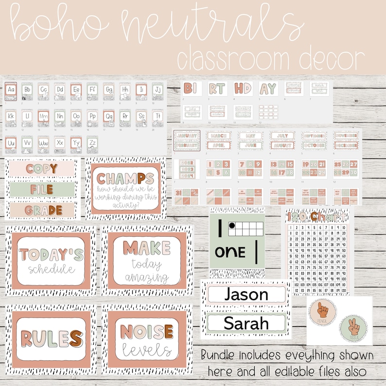 Boho Neutrals Classroom Decor Bundle Boho Classroom - Etsy