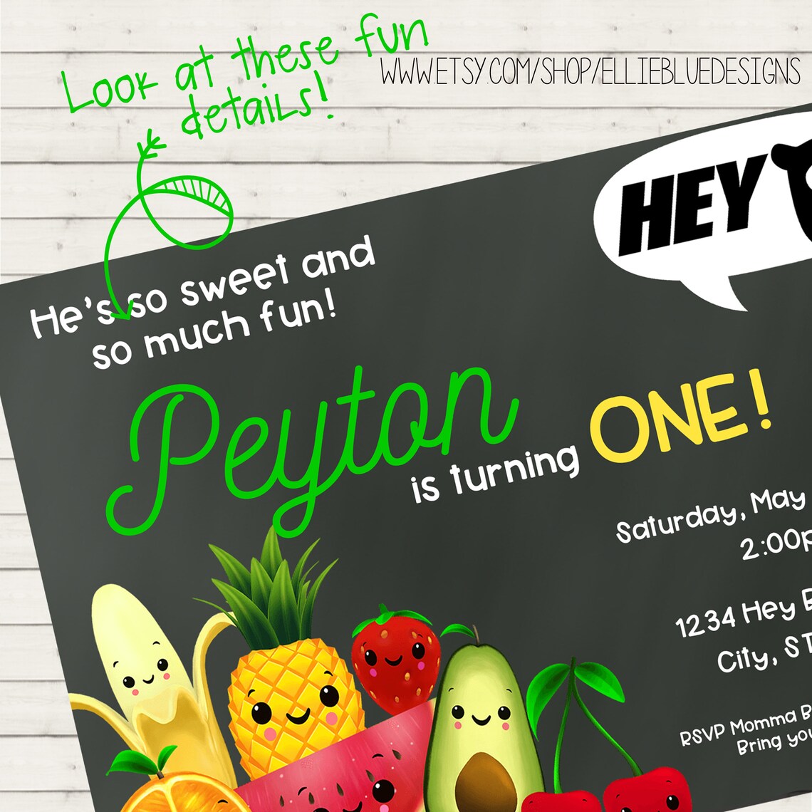 Hey Bear Party Invite Sensory Birthday Invitation Editable - Etsy