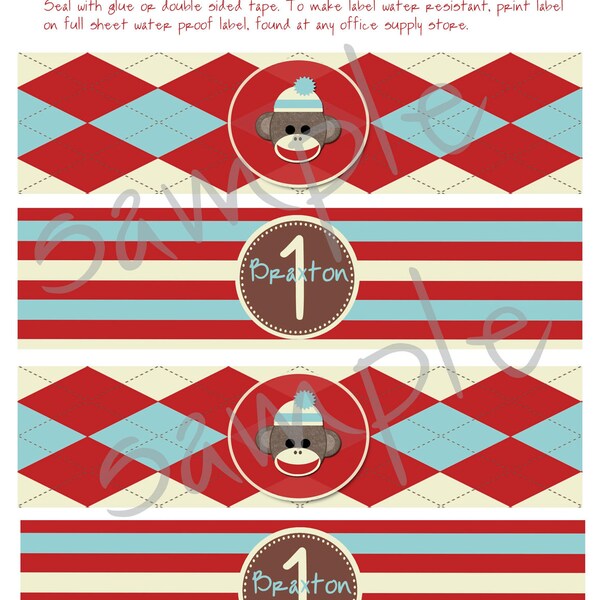 Sock Monkey Labels - Etsy