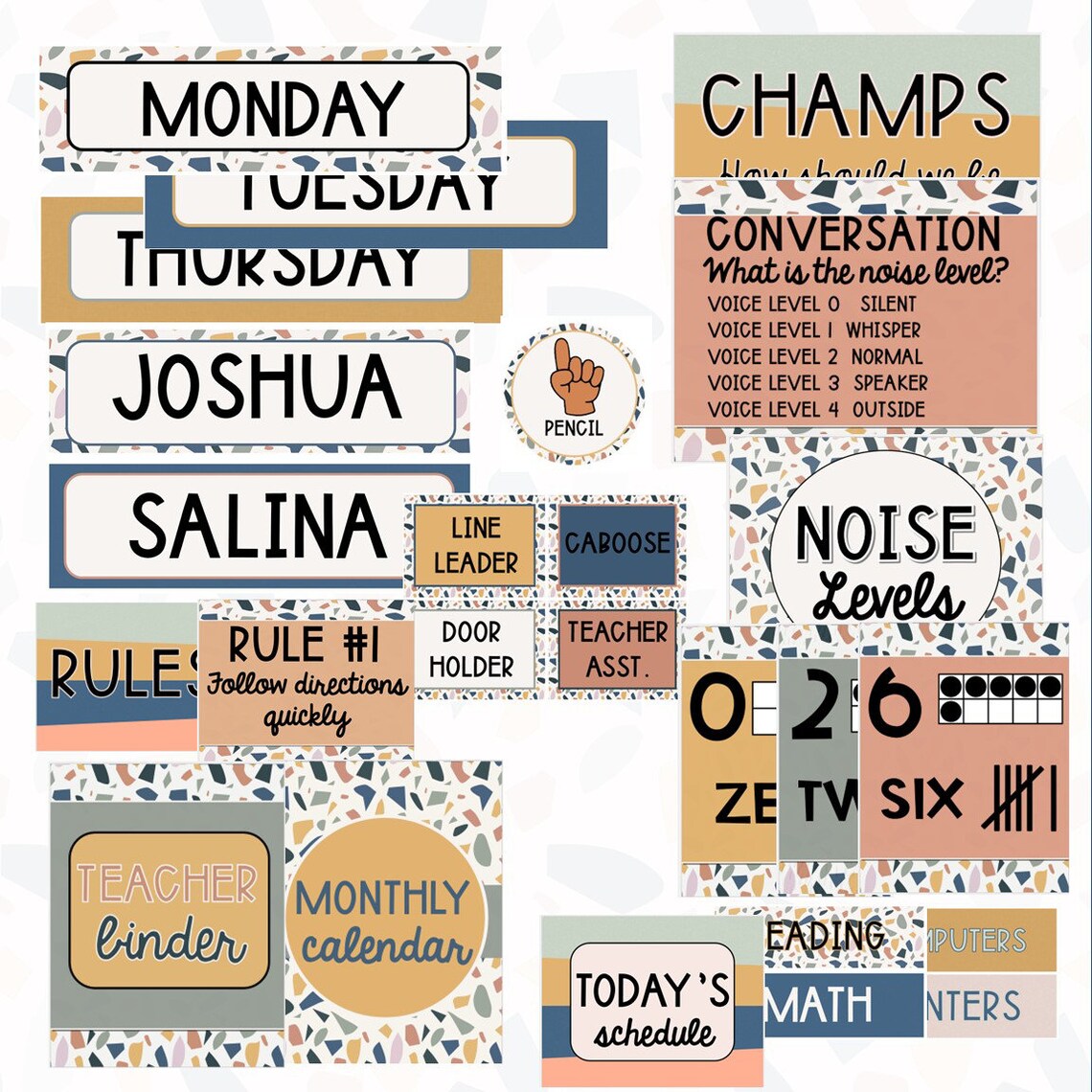 Modern Terrazzo Classroom Decor Bundle Boho Classroom - Etsy