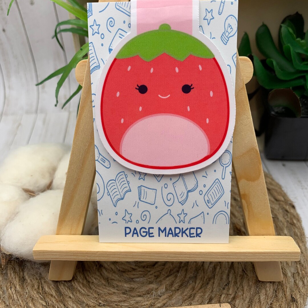 Squishmallow Strawberry Bookmark, Magnetic Bookmark, Planner Reading ...