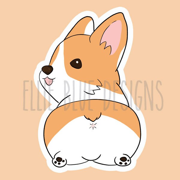 Corgi Butt Sticker Cute Dog Sticker Cute Corgi Laptop | Etsy