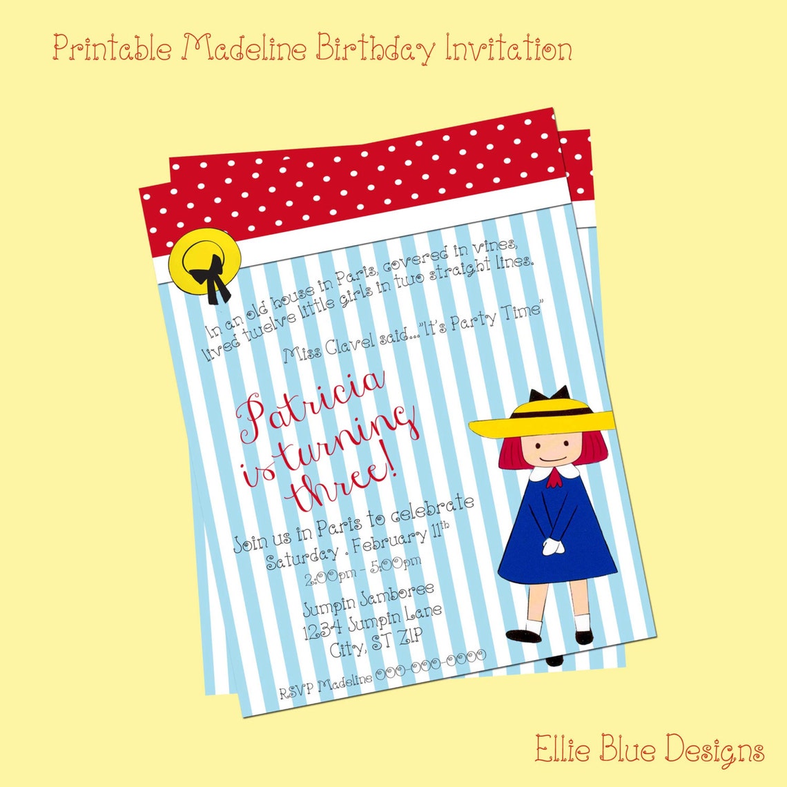 Printable Madeline Birthday Invitation - Etsy