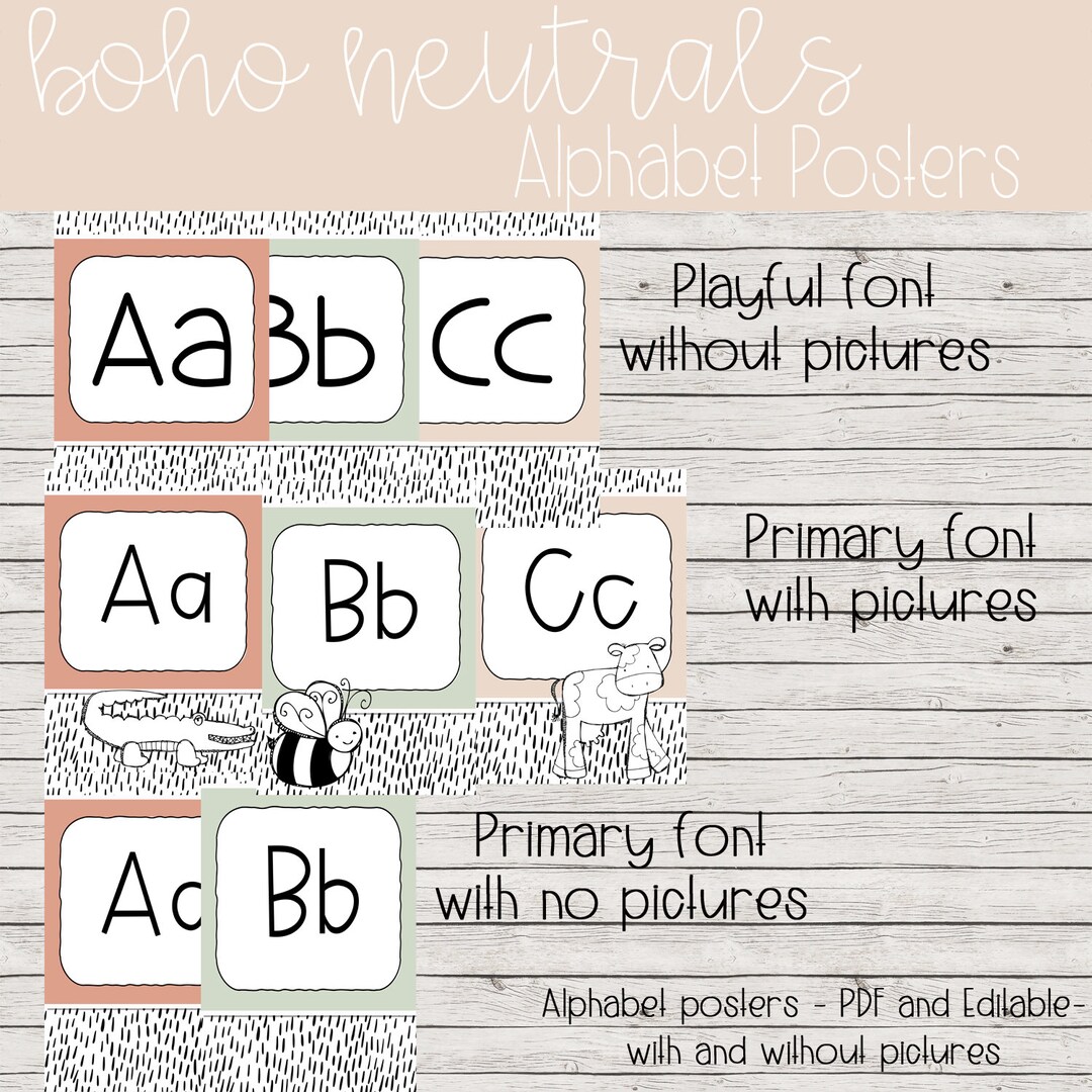 Boho Neutrals Alphabet Bundle | Boho Classroom Alphabet | Boho Alphabet ...