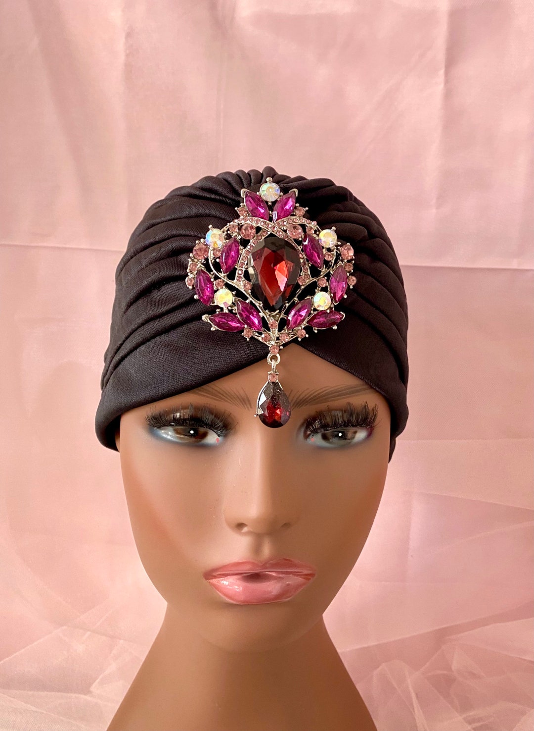 Turbanwith Jewelry, Black Turban, Turban Hat, Bollywood Turban, Turban ...