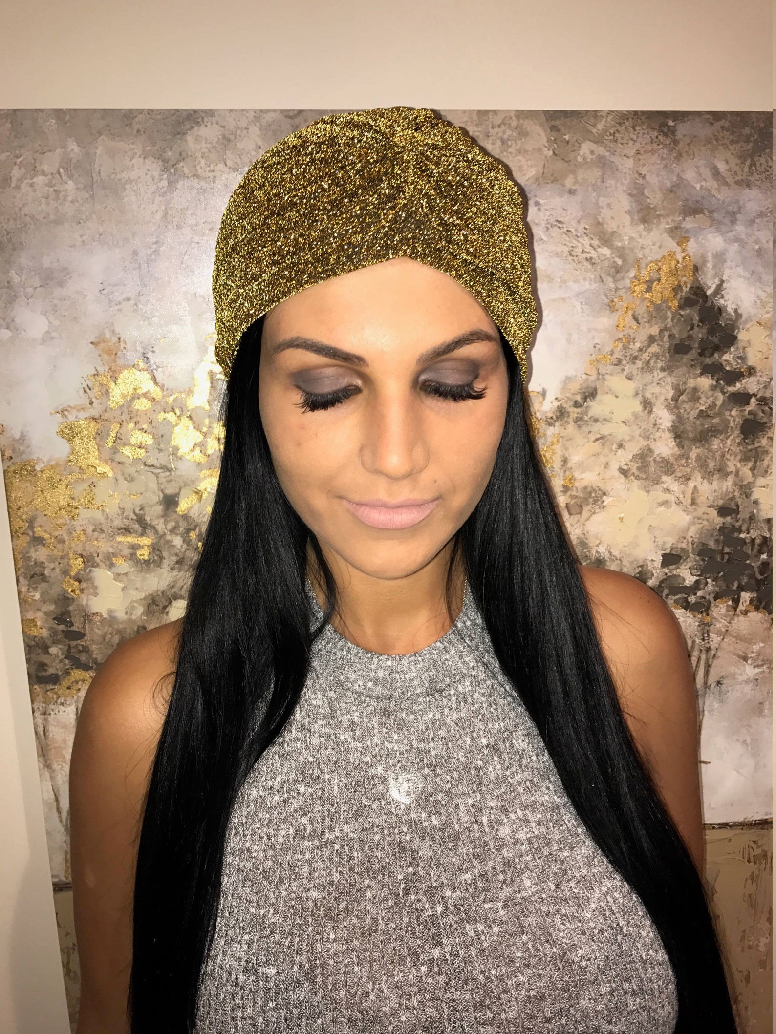 Golden Turban Gold Hijab Fancy Turban Stretch Turban - Etsy