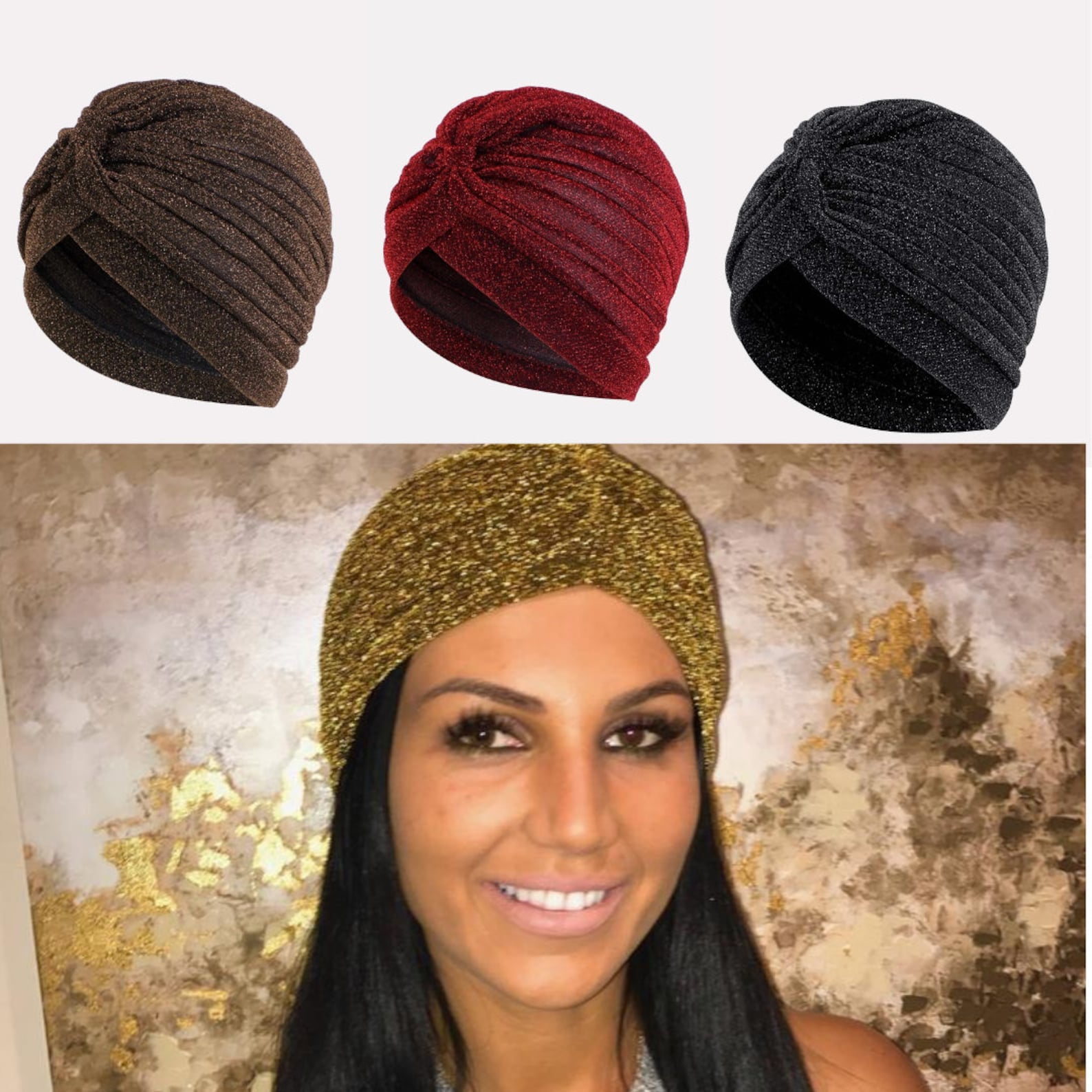 Golden Turban Gold Hijab Fancy Turban Stretch Turban - Etsy