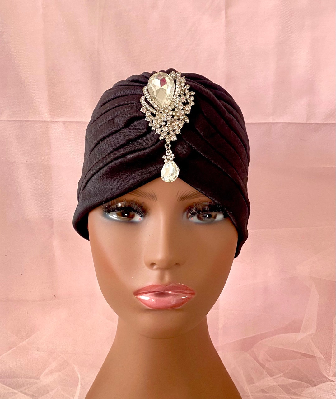Black Turban Cap: Stylish Bollywood Dance Hat With Brooch - Etsy