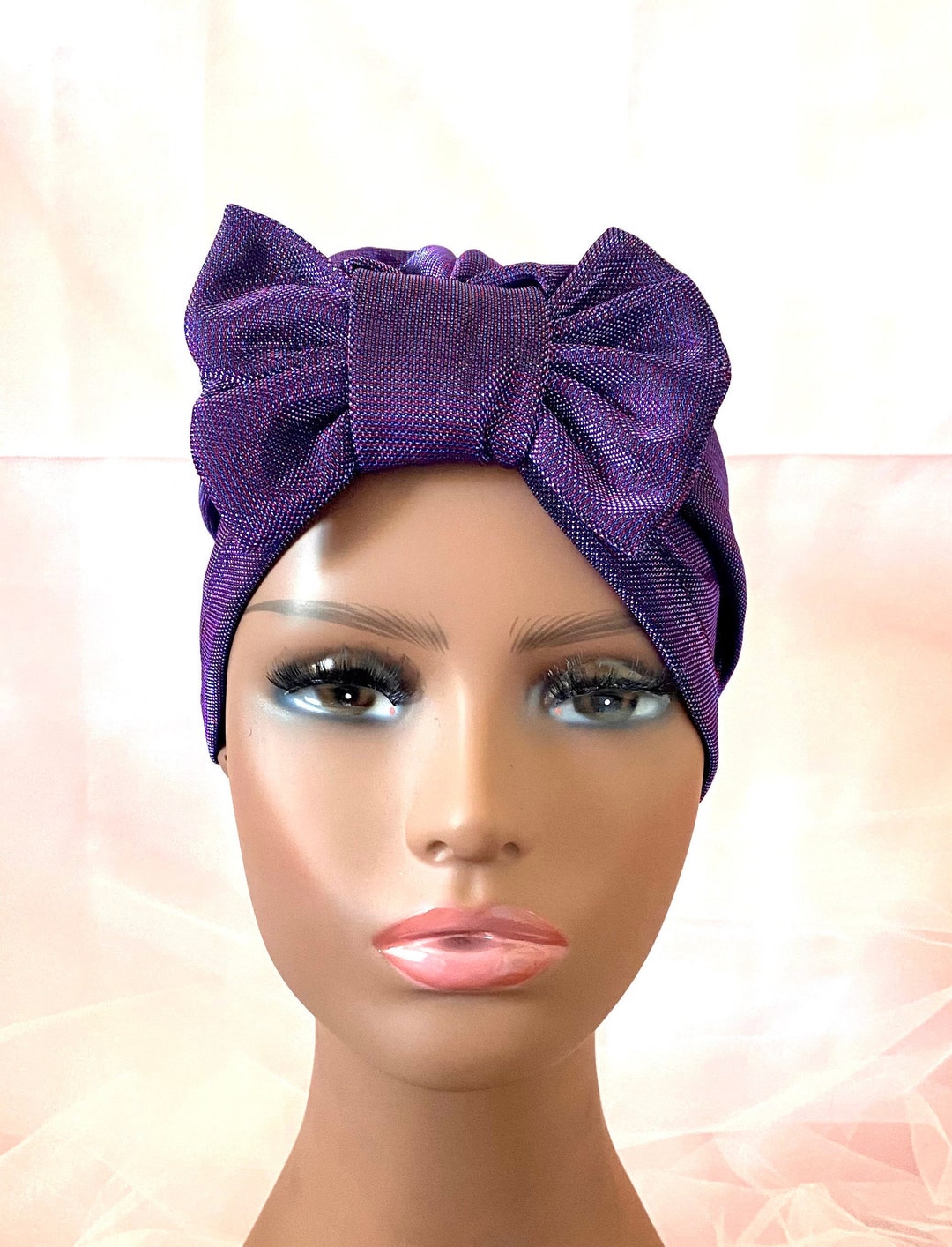 Beautiful Purple Turban, Removable Bow Turban, Fancy Turban, Costume ...