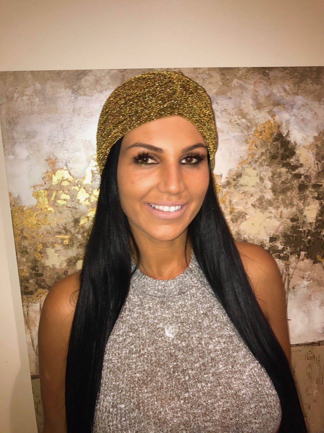 Golden Turban Gold Hijab Fancy Turban Stretch Turban | Etsy