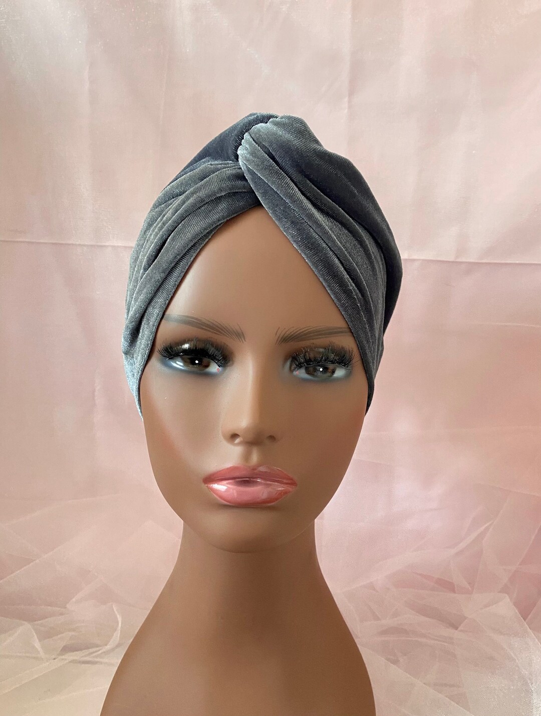 Turban, Gray Turban, Velvet Turban, Turban Cap, Turban Headwrap, Chemo ...