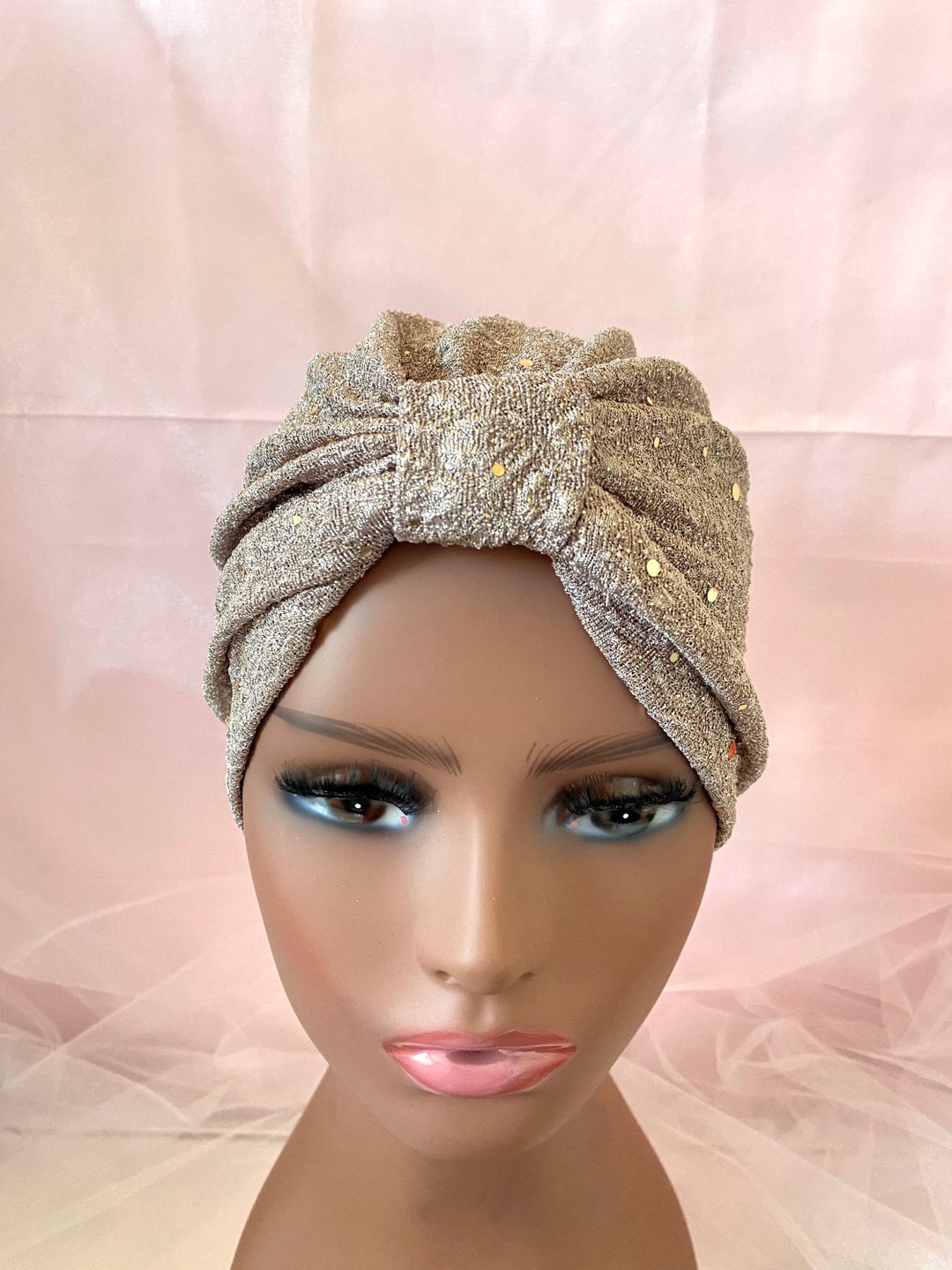 Beige Sparkly, Fancy Turban, Stylish Turban, Simple Turban, Elastic ...
