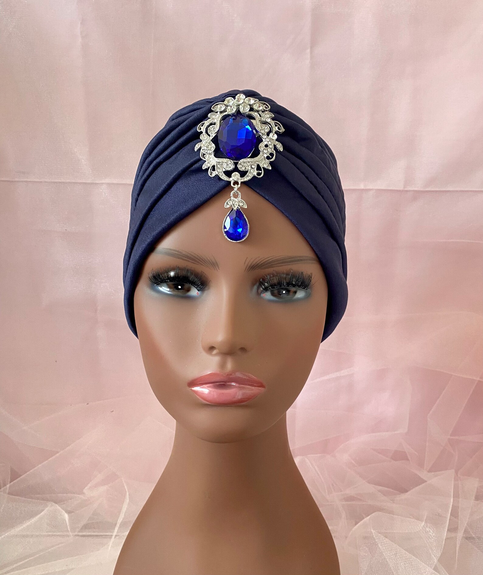 Turban Cap Blue Fancy Turban Hair Snood Turban Headwrap - Etsy
