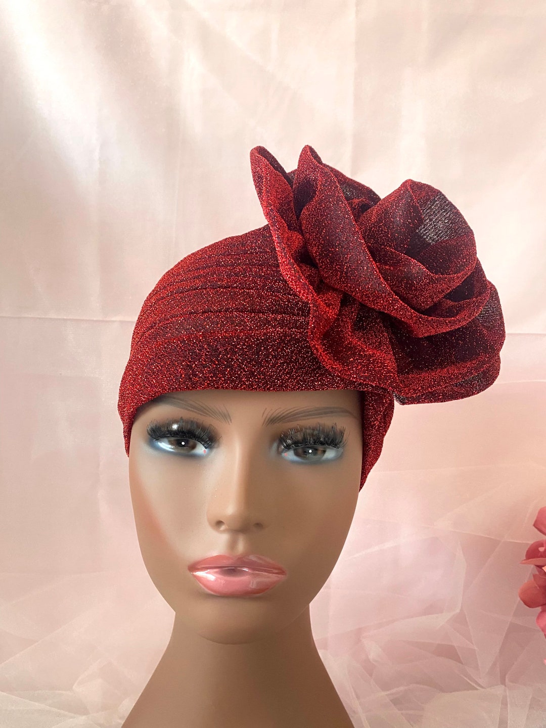 Red Turban Shiny Turban Sparkly Turban Fancy Turban Pretty - Etsy