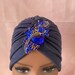 Classy Turban, Navy Blue, Crystallized Turban, Brooch Turban Attached ...