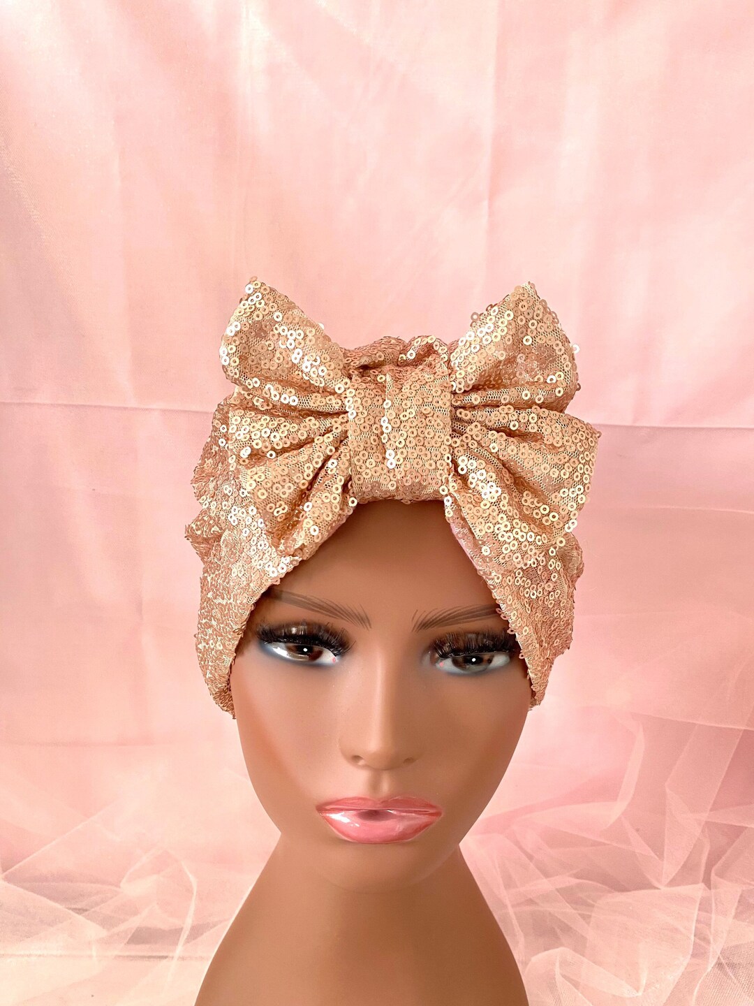 Sequin Turban, Sparkly Turban, Rose Gold Turban, Turban Headband With ...