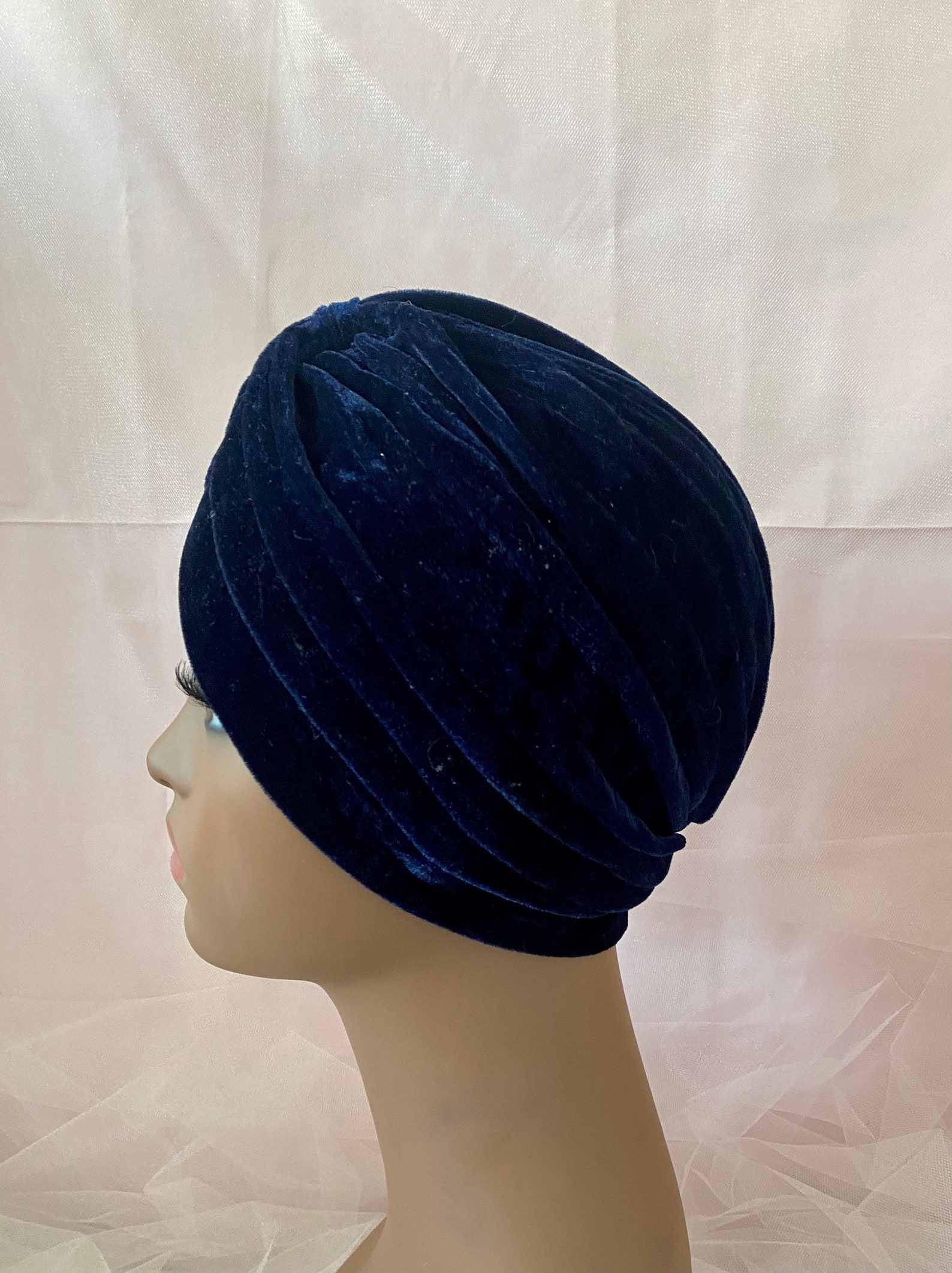Women's Turban Blue Velvet Turban Glamorous Turban - Etsy
