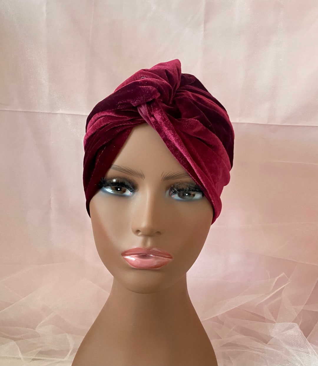Turban Cap, Red Turban, Velvet Turban, Chemo Headwrap, Chemo Cap ...