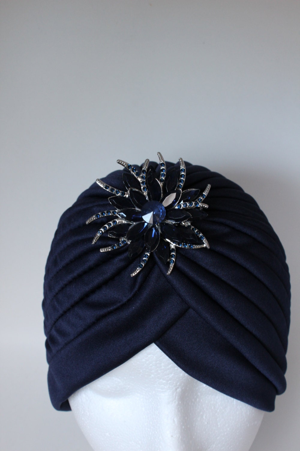Navy Blue Turban for Woman Navy Crystallized Full Head | Etsy